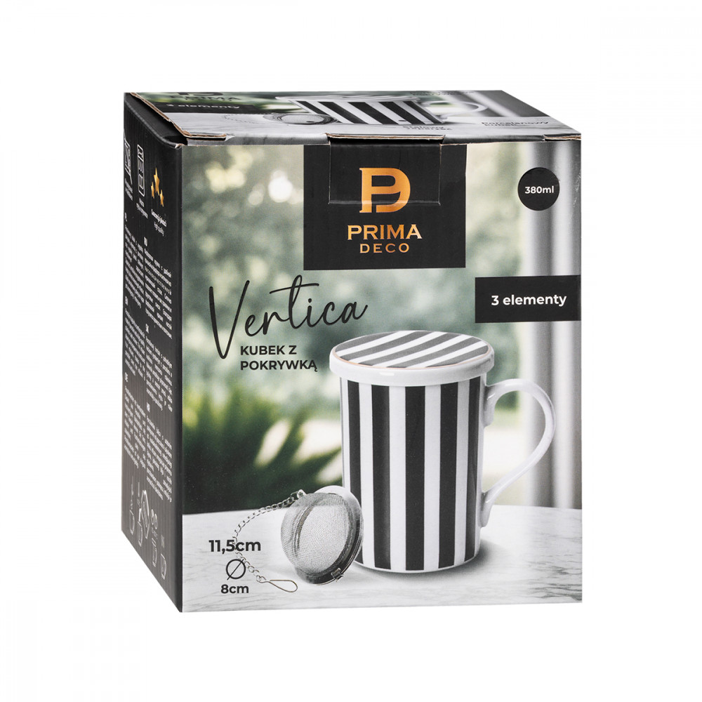 Kubek z zaparzaczem porcelanowy PRIMA DECO Vertica 380 ml
