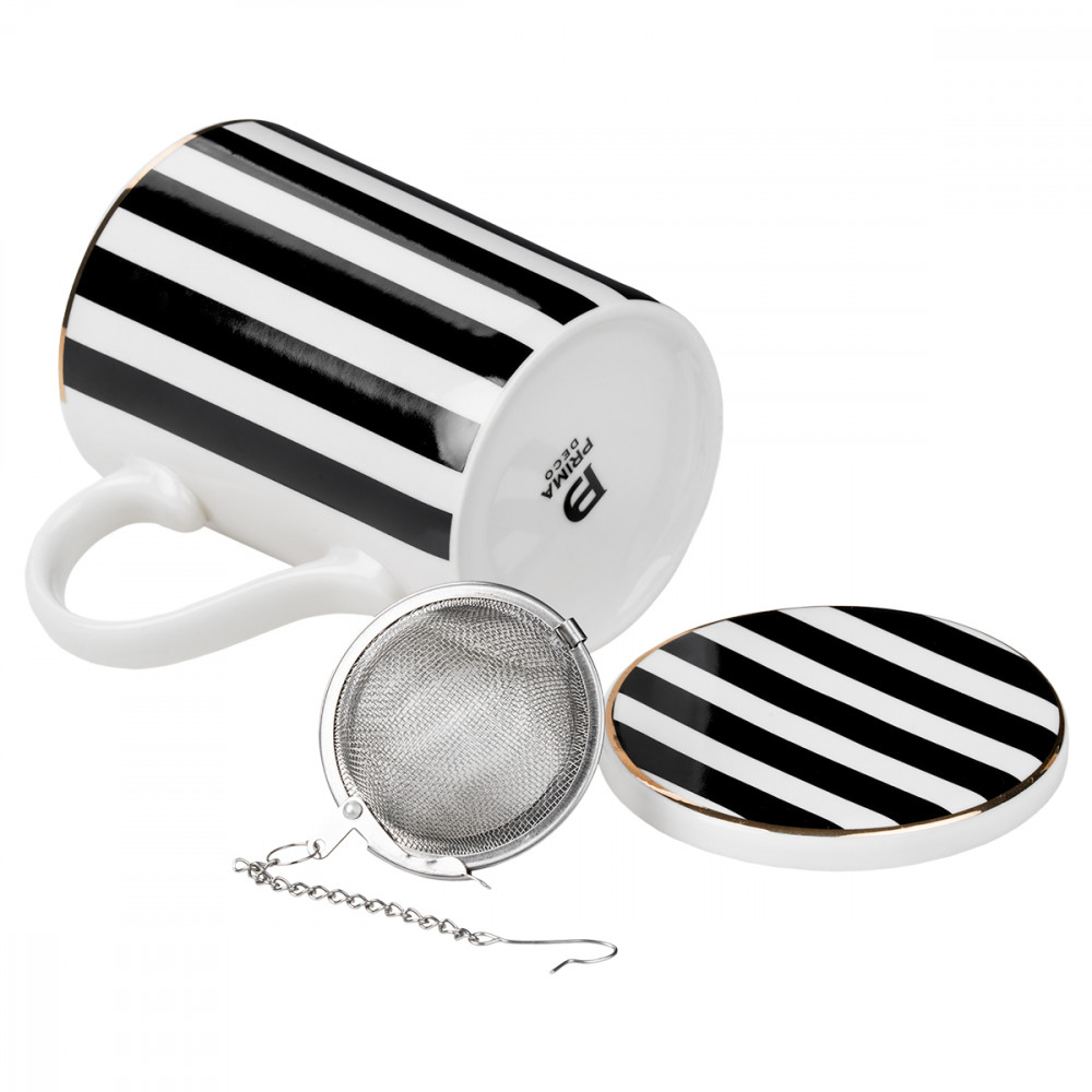 Kubek z zaparzaczem porcelanowy PRIMA DECO Vertica 380 ml